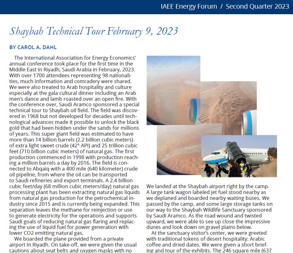 Shaybah Technical Tour February 9, 2023 - IAEE Energy Forum / Second ...